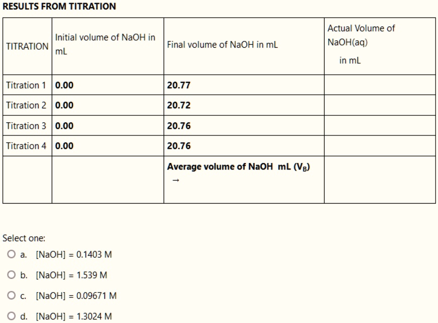 SOLVED: Texts: Experiment 7 Use the table below as a guide and use the experimental data given ...
