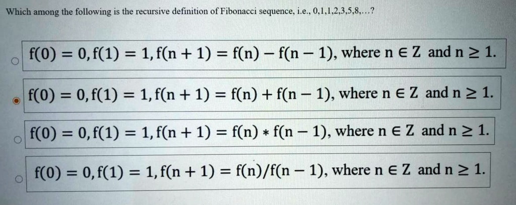 SOLVED:Which among the following is the recursive definition of ...