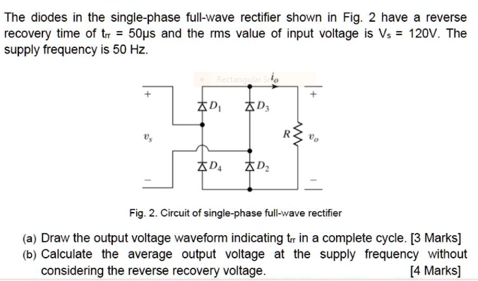 The diodes in the single-phase full-wave rectifier shown in Fig. 2 have ...