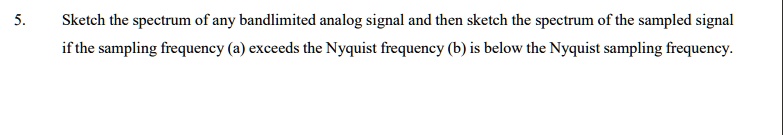 5. Sketch the spectrum of any bandlimited analog signal and then sketch ...