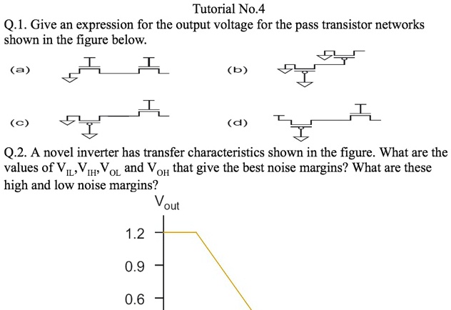 SOLVED: Q.1. Give an expression for the output voltage for the pass transistor networks shown in ...