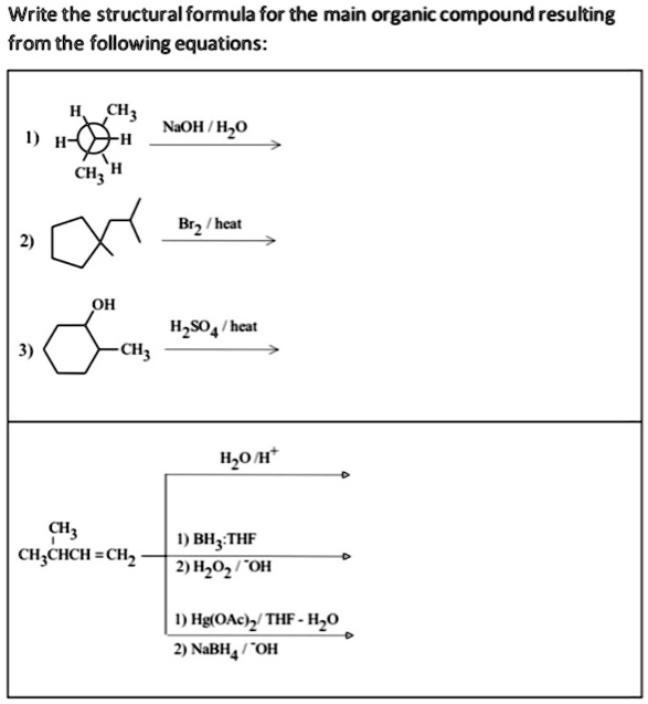 SOLVED: Write the structural formula for the main organic compound ...