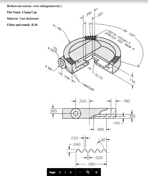draw all of the necessary multiviews and sectional views necessary to ...