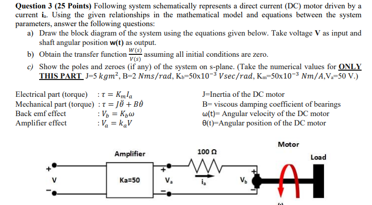 SOLVED: Question 3 ( 25 Points) Following system schematically ...