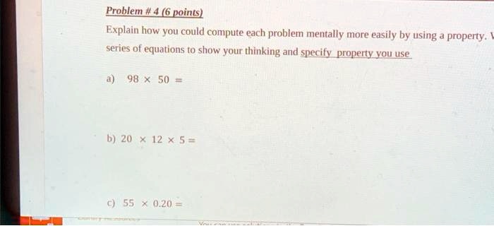 SOLVED: Problem # 4 (6 points) Explain how you could compute each ... SOLVED: Problem # 4 (6 points) Explain how you could compute each ...