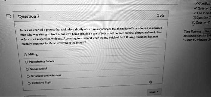 SOLVED: James was part of a protest that took place shortly after it ...