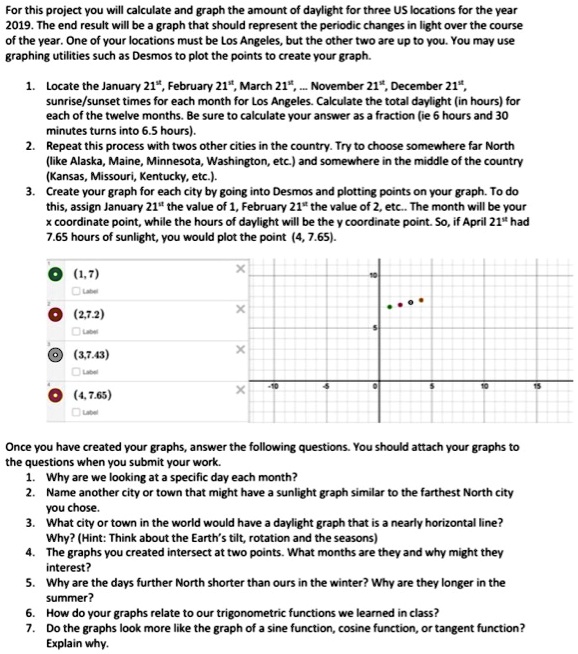for this project you calculate and graph the jmount davlight for three ...