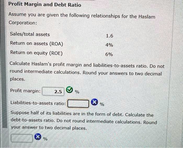 SOLVED: Text: Profit Margin and Debt Ratio Assume you are given the ... SOLVED: Text: Profit Margin and Debt Ratio Assume you are given the ...