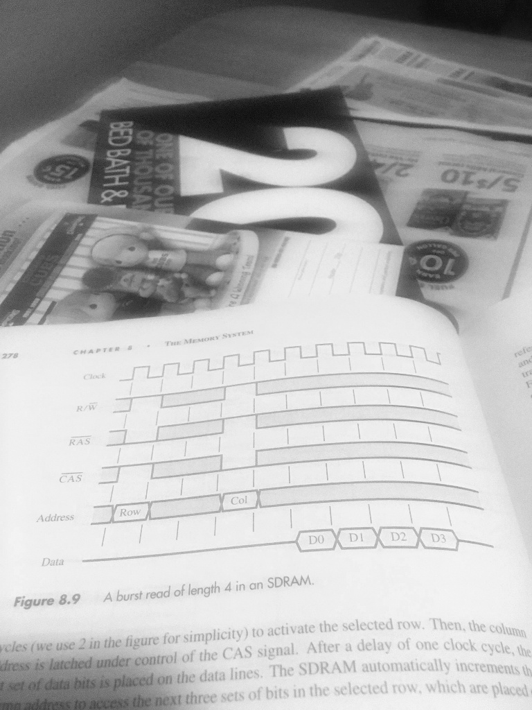 CHAPTER 8 THE MEMORY SYSTEM Clock R/W RAS CAS Address Row Col Data D0 ...