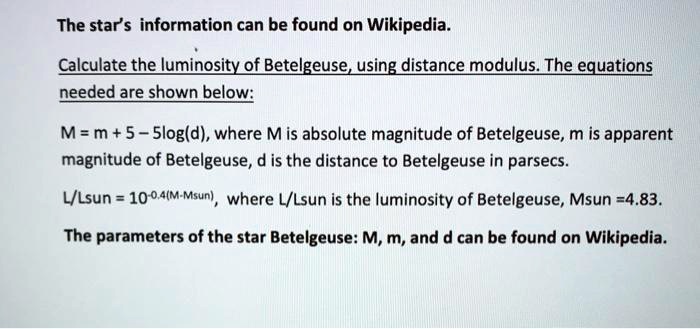 The star's information can be found on Wikipedia. Calculate the ...
