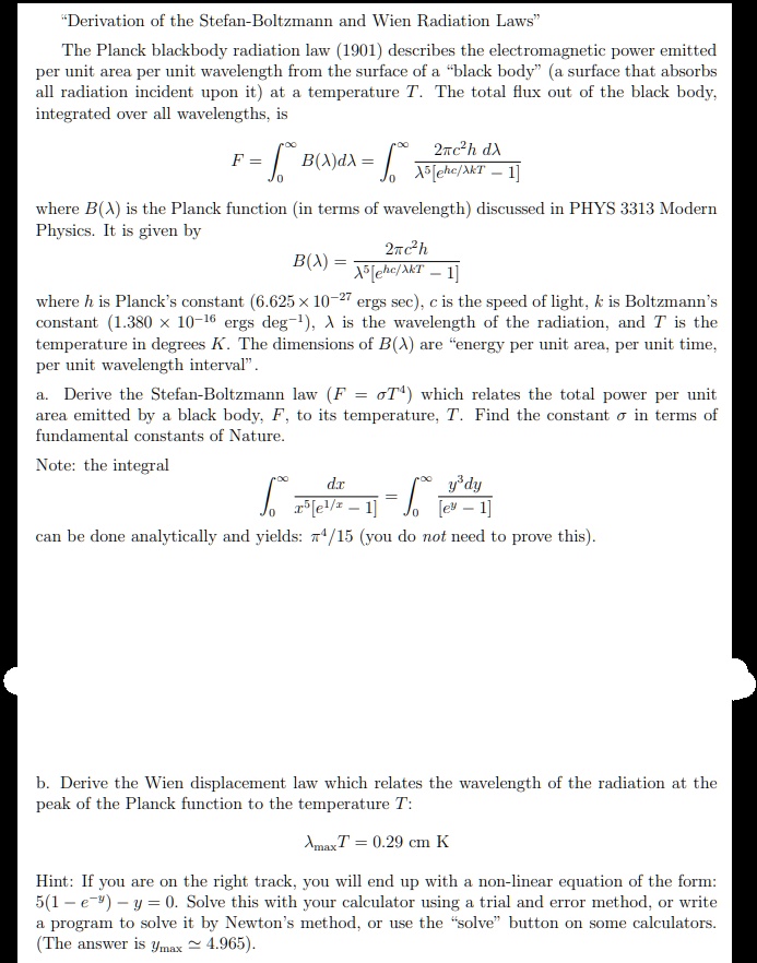 texts derivation of the stefan boltzmann and wien radiation laws the ...