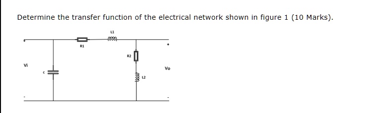 SOLVED: Determine the transfer function of the electrical network shown ...