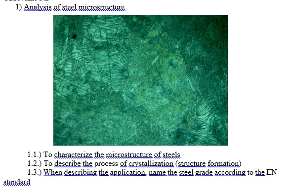 SOLVED: Analysis of steel microstructure 1.1.) To characterize the ...