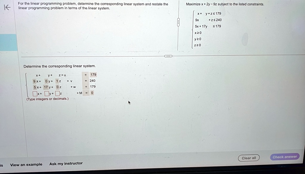 SOLVED: For the linear programming problem, determine the corresponding ...