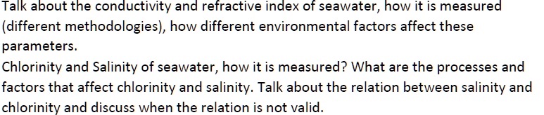 SOLVED:Talk about the conductivity and refractive index of seawater ...