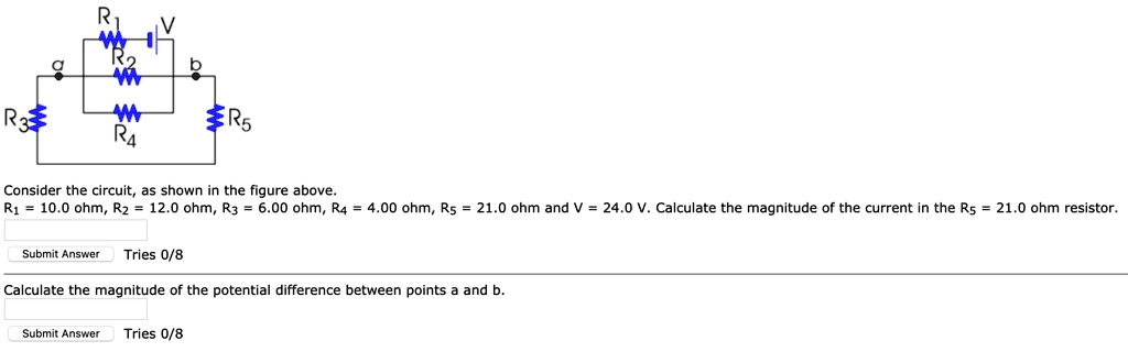SOLVED: R3 Rs Consider the circuit; as shown in the figure above ohm 12.0 ohm, Ra 00 ohm 24.0 V ...