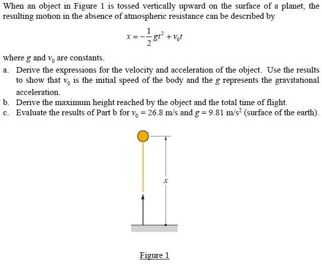 SOLVED: When object in Figure 1 is tossed vettically upward on the surface of a planet, the ...