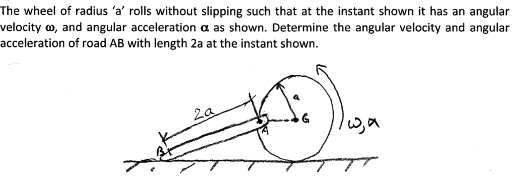 SOLVED: "Detailed answer for this question The wheel of radius 'a' rolls without slipping such ...