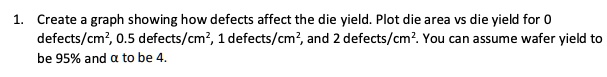 1. Create a graph showing how defects affect the die yield. Plot die ...