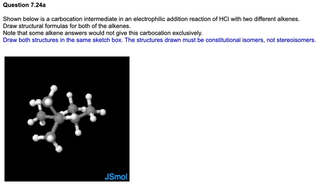 SOLVED: Question 7.24a Shown below is a carbocation intermediate in an ...