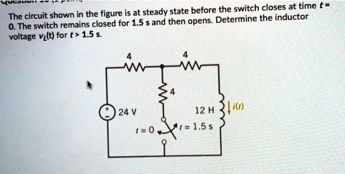 SOLVED: The circuit shown in the figure is in steady state before the switch closes at time t ...