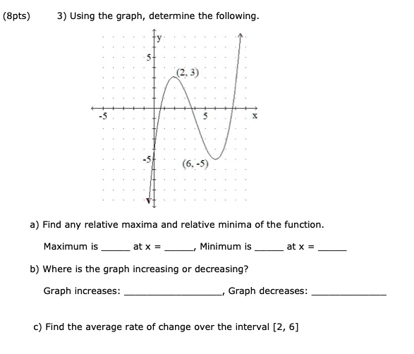 [GET ANSWER] 8pts 3 using the graph determine the following a find any relative maxima and ...