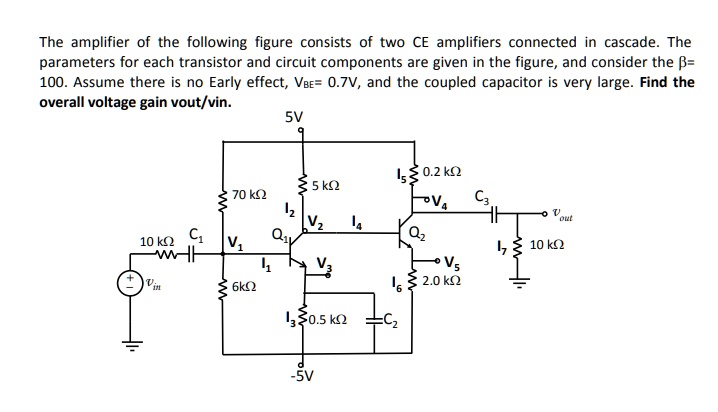 SOLVED: The amplifier of the following figure consists of two cE ... SOLVED: The amplifier of the following figure consists of two cE ...