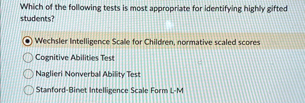 Which of the following tests is most appropriate for identifying highly ...