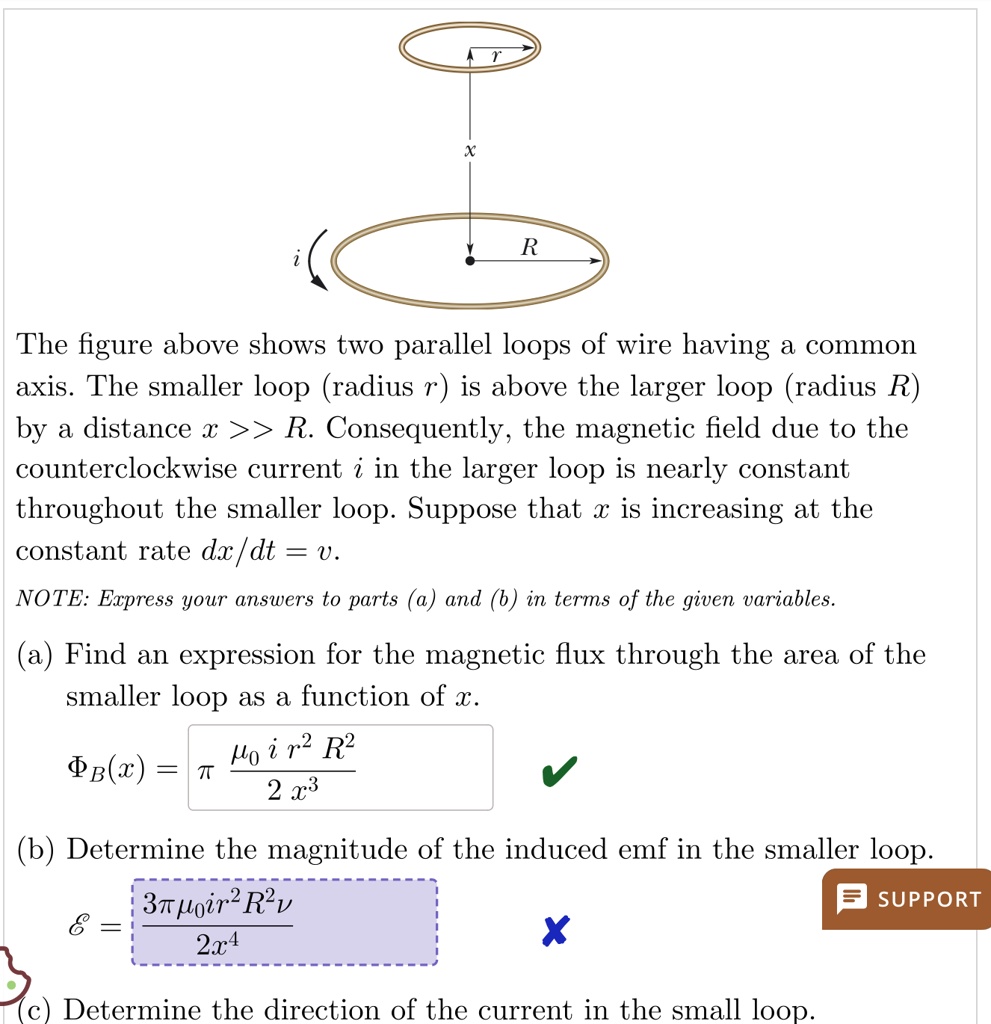 i Ar X R The figure above shows two parallel loops of wire having a ...