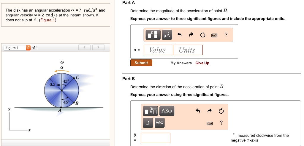 SOLVED: Part A The disk has an angular acceleration Î± = 7 rad/s^2 and ...
