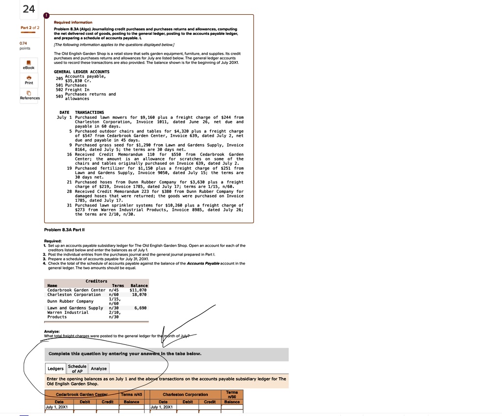 SOLVED: Texts: 24 Part 2 of 2 Required information Problem 8.3A (Algo ... SOLVED: Texts: 24 Part 2 of 2 Required information Problem 8.3A (Algo ...