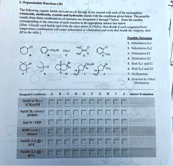 1 organohalide reactions j0 the following organic halide derivatives ...