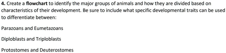 4. Create a flowchart to identify the major groups of animals and how ...