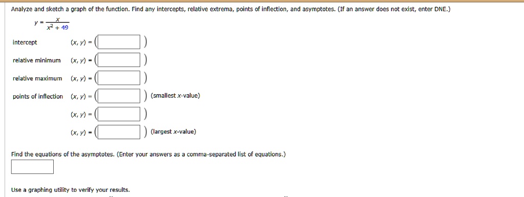 SOLVED: Analyze and sketch graph of the function Find any intercepts, relative extrema, points ...