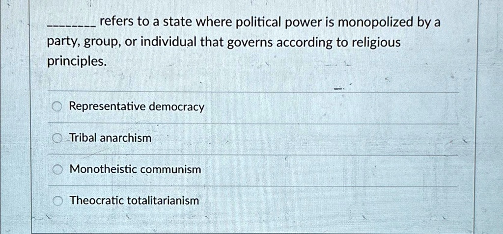 refers to a state where political power is monopolized by a party group ...