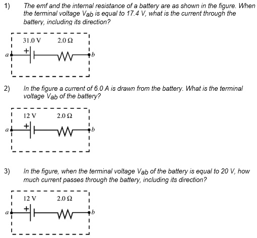 SOLVED: The emf and the internal resistance of a battery are as shown in the figure. When the ...