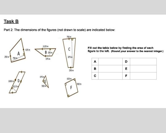 taskb part 2 the dimensions of the figures not diawn scale are ...