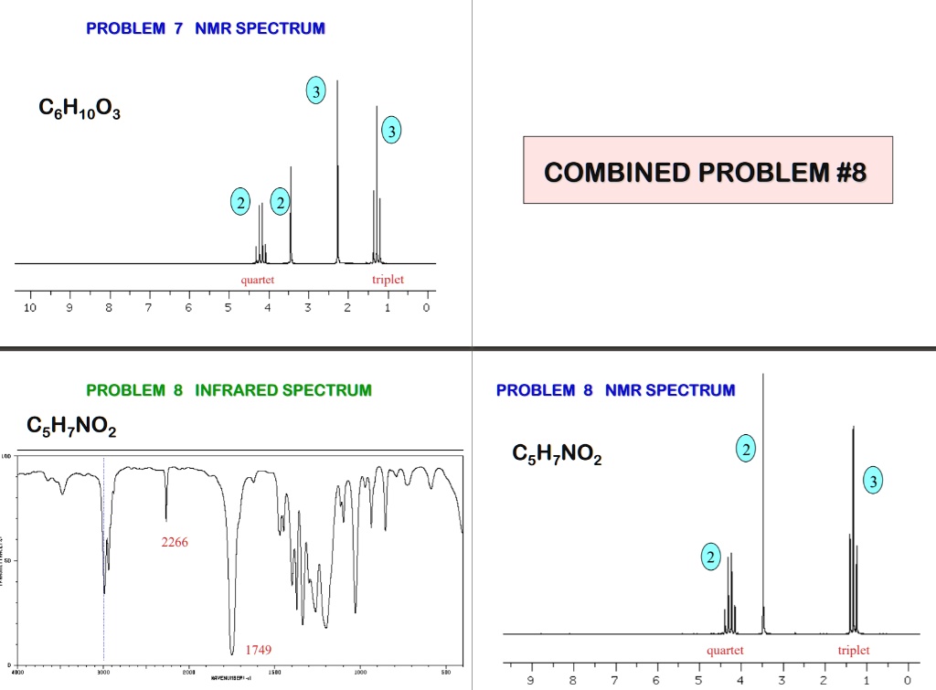 NMR SPECTRUM C2H6O3 COMBINED PROBLEM #8 quartet triplet INFRARED ...