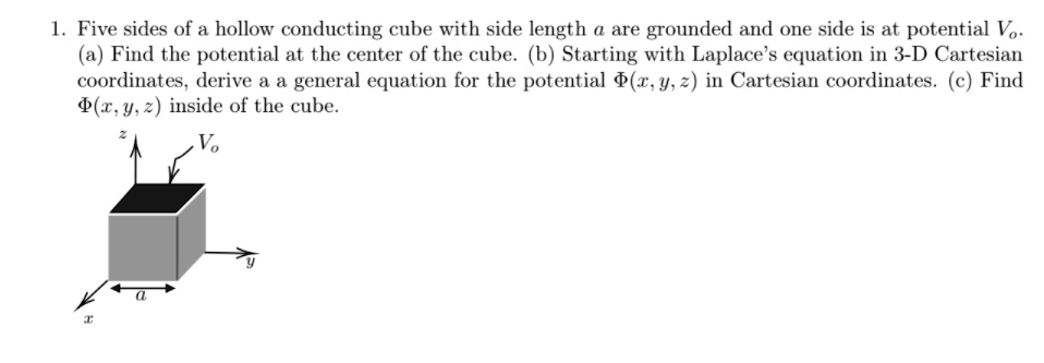 SOLVED: Five sides of a hollow conducting cube with side length a are ...