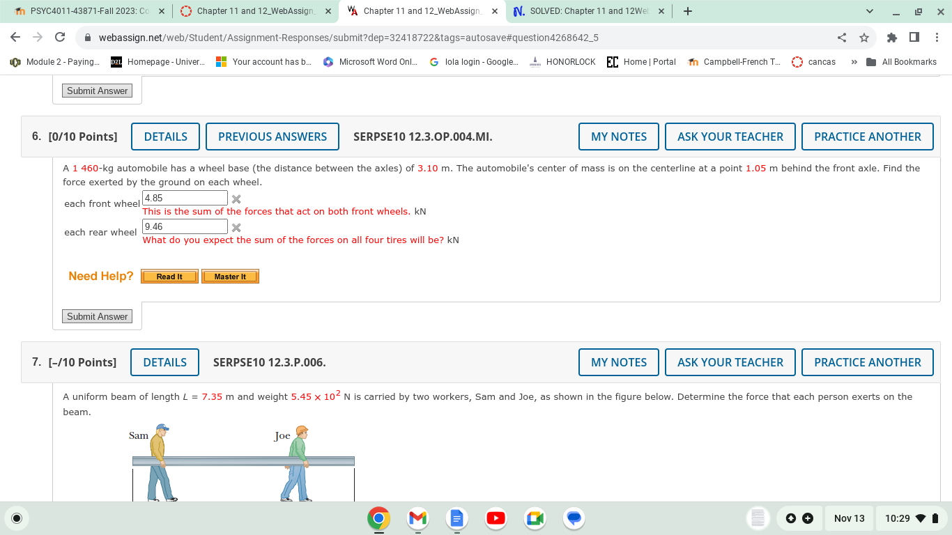 SOLVED: Th PSYC4011-43871-Fall 2023: Chapter 11 and 12WebAssign Chapter 11 and 12WebAssign N ...