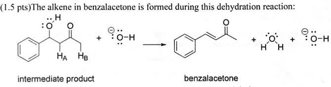 SOLVED: The alkene in benzalacetone is formed during this dehydration ...