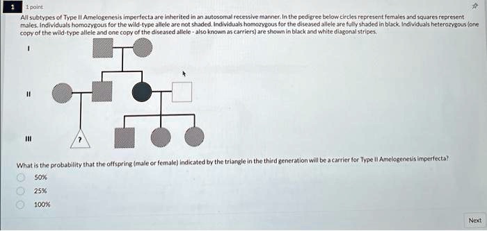 1 1 point All subtypes of Type II Amelogenesis imperfecta are inherited ...
