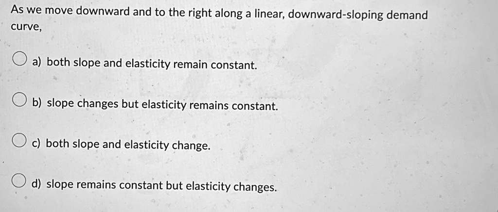As we move downward and to the right along a linear, downward-sloping ...