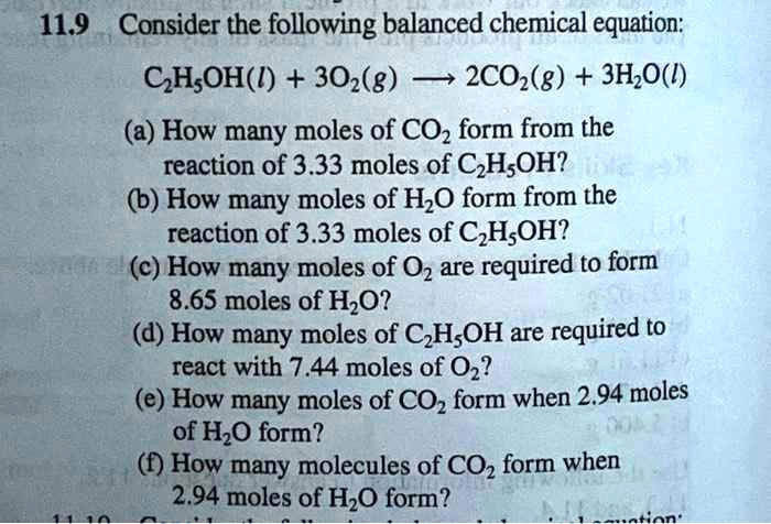 SOLVED: 11.9 Consider the following balanced chemical equation: CH3OH(l ...