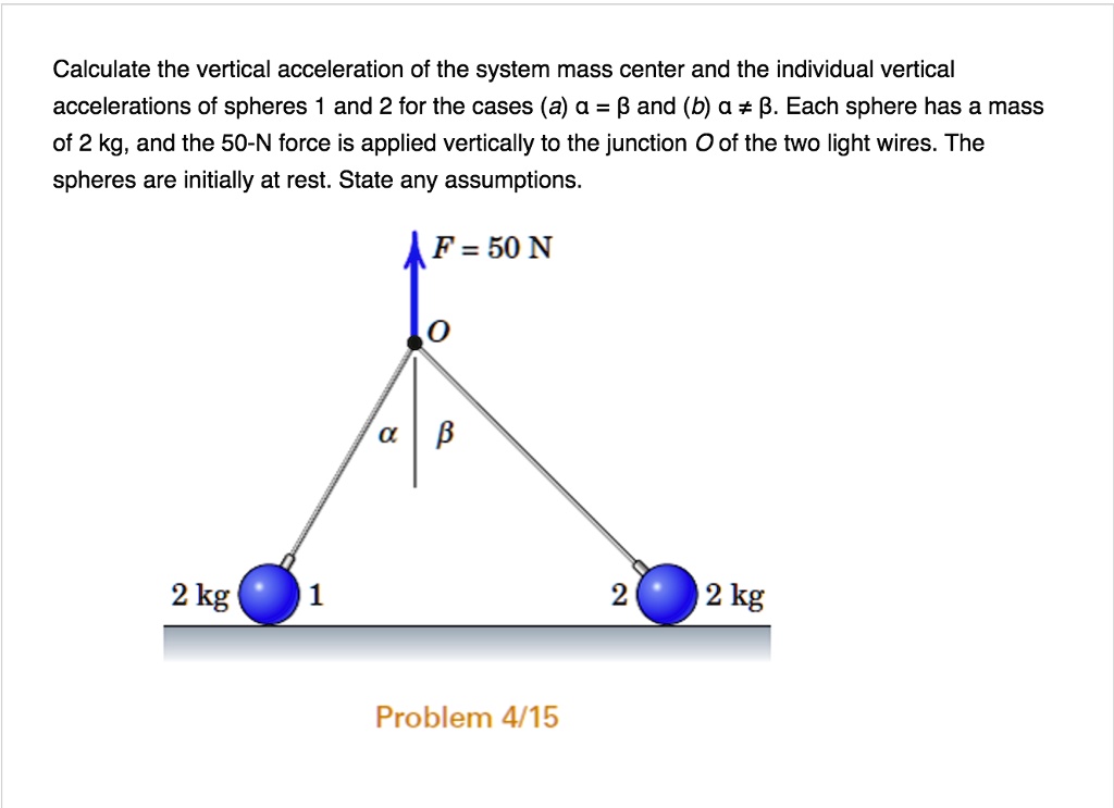 SOLVED: Calculate the vertical acceleration of the system's mass center ...