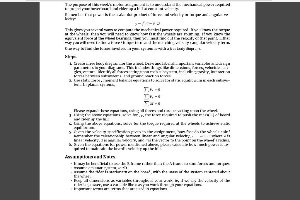 SOLVED: The purpose of this week's motor assignment is to understand ...
