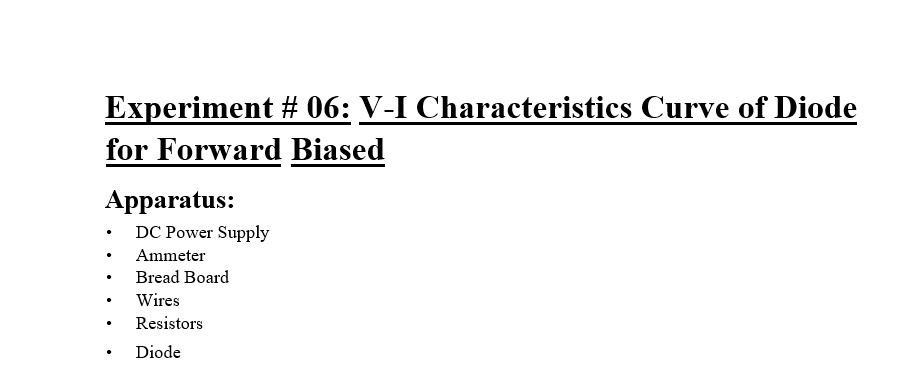 VIDEO solution: Title: Experiment #06: V-I Characteristics Curve of Diode for Forward Bias ...