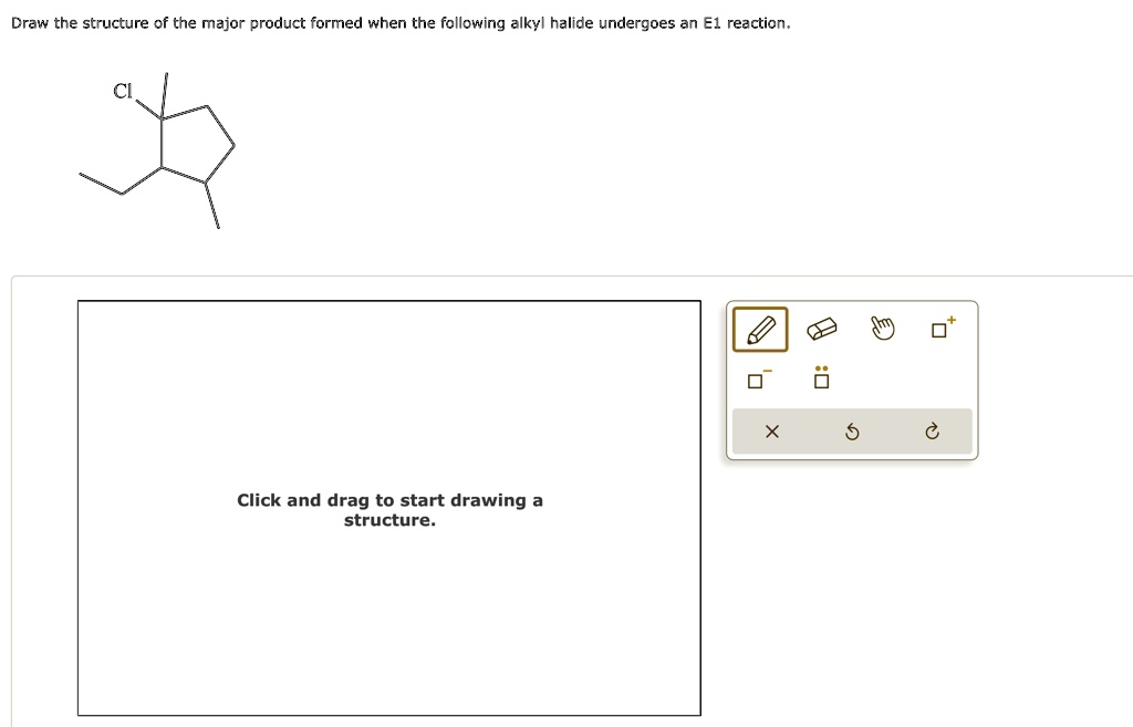 Draw the structure of the major product formed when the following alkyl halide undergoes an E1 ...