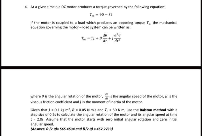 Torque Equation Angular Velocity