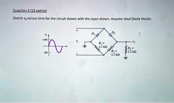 SOLVED: Question9(10 points) Sketch v.versus time for the circuit shown with the input shown ...